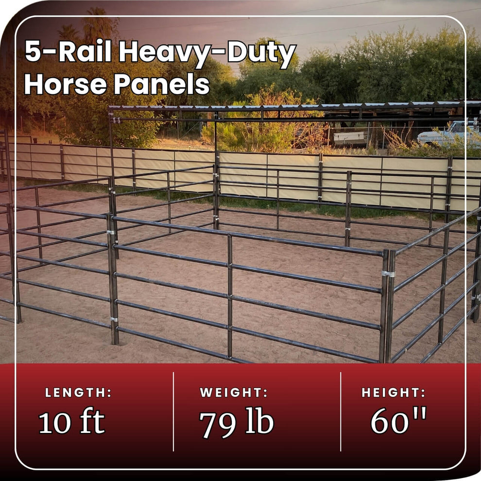 5 Rail Heavy-Duty Horse Panels - 14 Gauge Steel Corral Panels – Seven ...